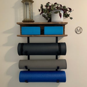 Yoga Mat Rack 2 Shelves With 3 Mat Racks Yoga Decor Gym Mat | Etsy