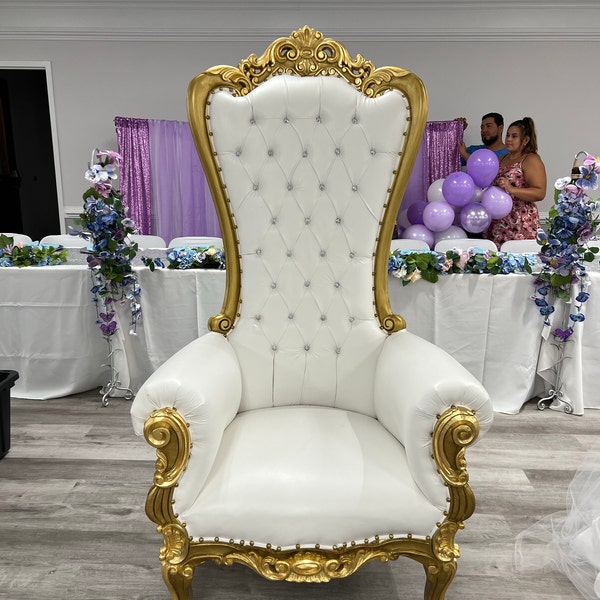 Rose Throne Chair Arm Throne Chair High Back Chair Crystal Tufted Vinyl ...