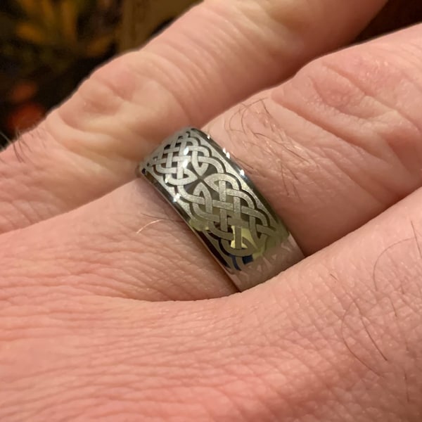 Tungsten Ring, Mens Wedding Band, Celtic Wedding Band, Mens Celtic Ring, Celtic Wedding Ring ...