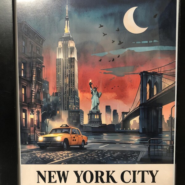 New York City Watercolor Rolled Posters - United States, Statue of ...