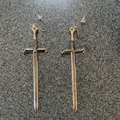 Dagger Earrings, Hypoallergenic Ear Wires, Sword Earrings, Cosplay ...