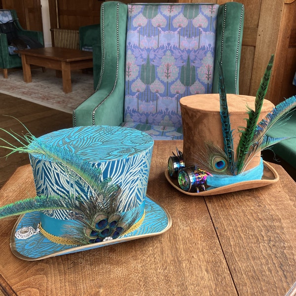 Turquoise Top Hat, Peacock Top Hat, Teal Top Hat, Festival Hat ...