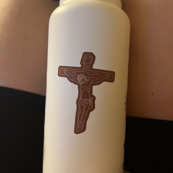 Crucifix Sticker, Jesus on Cross Sticker, Christian Sticker, Catholic ...