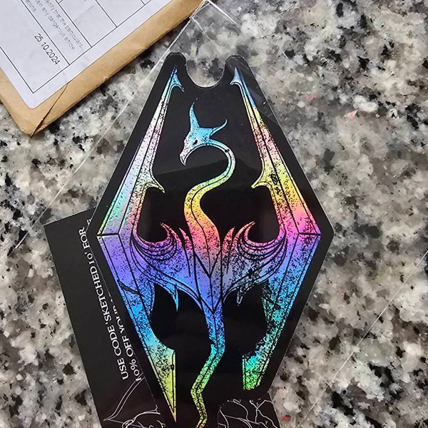 Elder Scrolls Skyrim Dragon Sticker Holographic Vinyl - Etsy