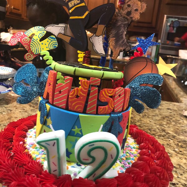 Personalized Trampoline Birthday Cake Topper – Jumping Party Decoration ...