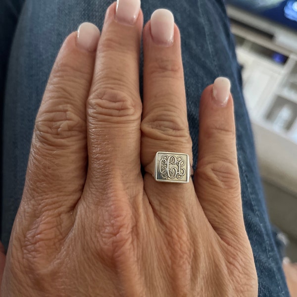 Square Monogram Ring-personalized Signet Ring-personalized Jewelry-monogram Jewelry-gifts for ...