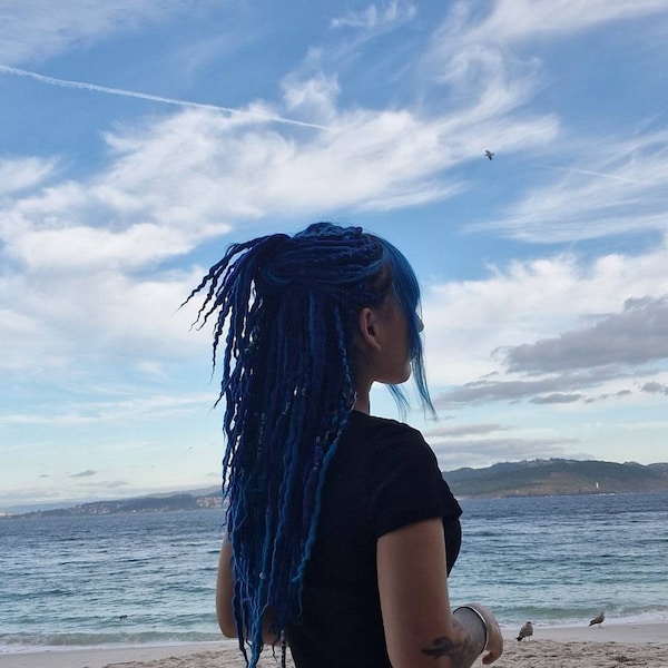 SET No. 39 Choose Length Wool Dreads Merino Extensions Steel Grey Gray ...