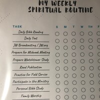 JW Weekly Spiritual Routine Checklist ~ Goal Tracker ~ Jehovah's ...