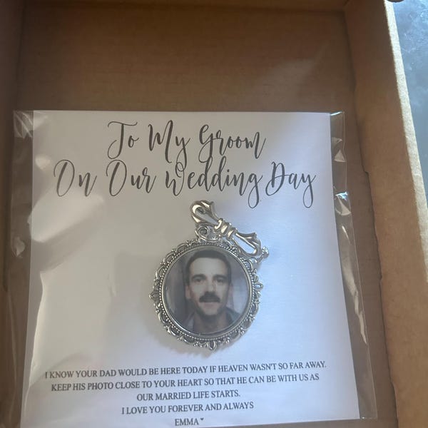 Personalised Memorial Photo Bow Charm Pin/gift for Groom/him/heaven ...