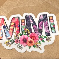 Mimi With Flower Design Waterproof Vinyl Sticker, Water Bottle, Tumble ...