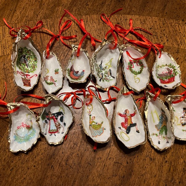 Large Scallop Shell Ornament & Oyster Shell Reindeer Christmas Ornament ...