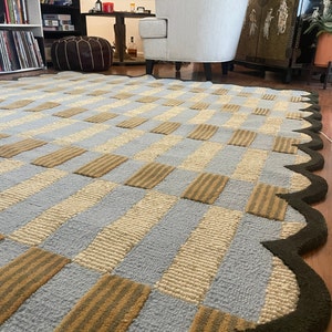 Cotton Wool Blue and White Handmade Rug, Handwoven Modern Flatweave ...