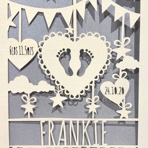 Personalised Papercut Baby Card,new Baby, Birth Announcement, Birth ...