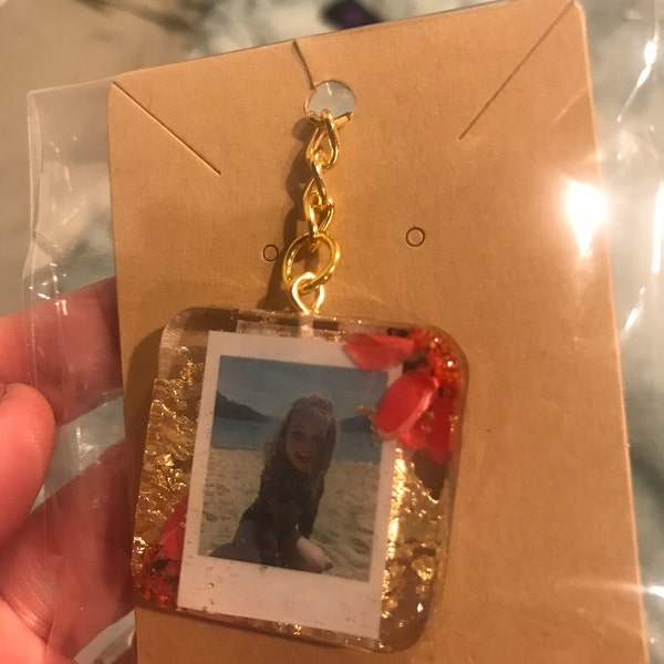 Resin Photo Keychain With Flowers | Photo Keychain | Resin Keychain ...