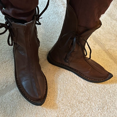 Handmade Leather Boots, Fantasy High Boots, Lace up Leather Boots ...