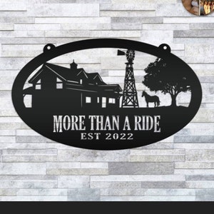 Round Farm Scene Welcome Metal Sign - Etsy