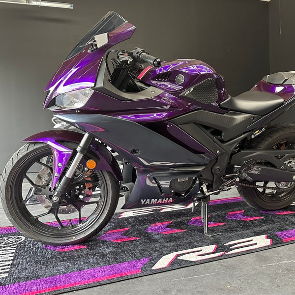 Yamaha R3 Motorcycle Personalized Rug Accesorries Floor Bottom Pit Mat ...