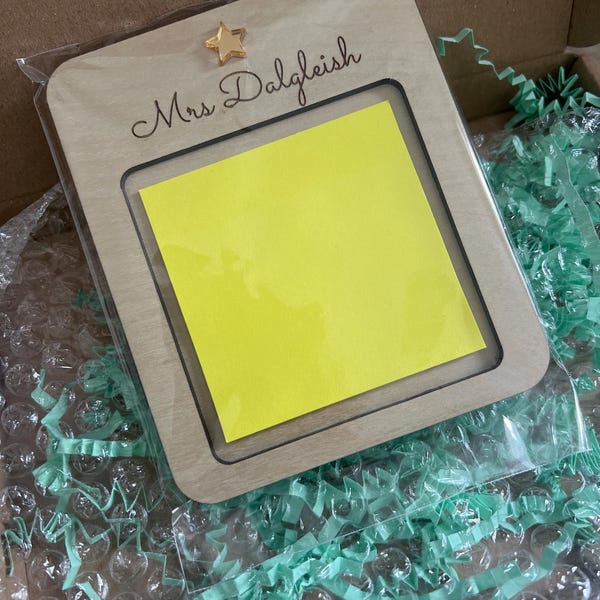 Personalised Wooden Teacher Post It Note Holder | Sticky Notes ...