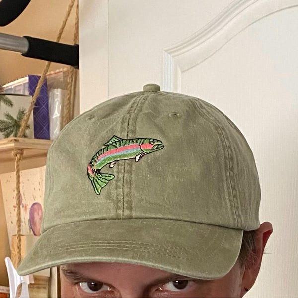 RAINBOW TROUT Fish Hat - One Embroidered Men Women Wildlife Cap - Price ...