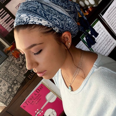 Amazing Soft Blue White Headscarf TICHEL, Hair Snood, Head Scarf, Head ...