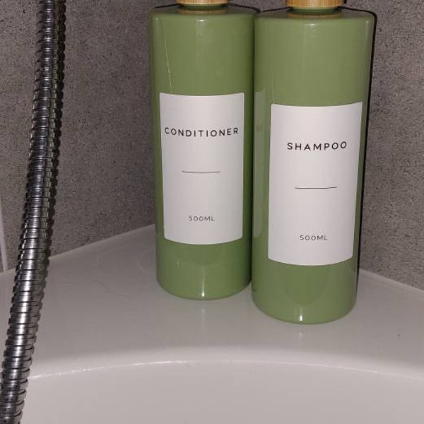 Refillable Sage Green Plastic Bottle With Personalised White Waterproof ...
