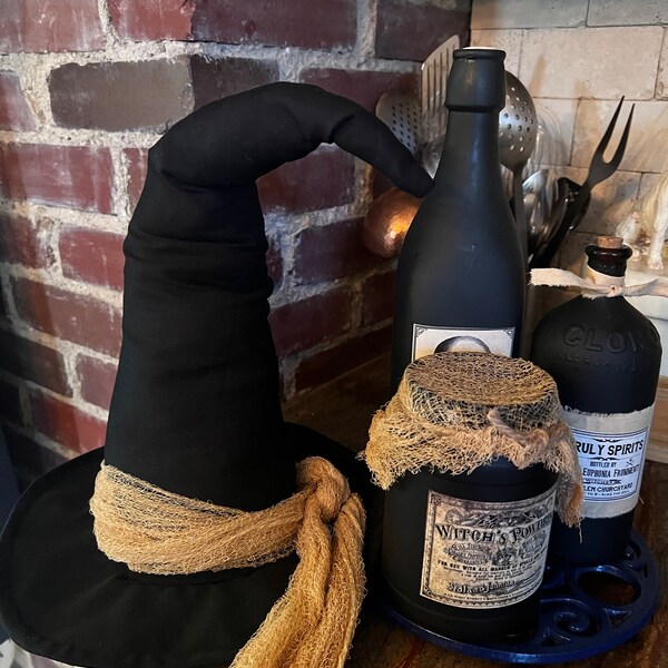 Primitive Witch Hat, Halloween Witch Hat, Tabletop Display, Handmade ...