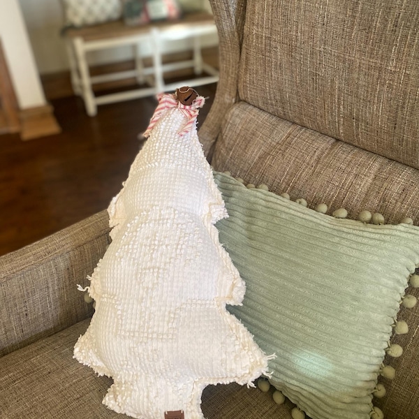 Unique Christmas Tree Pillows Handmade From Vintage Hobnail Chenille ...