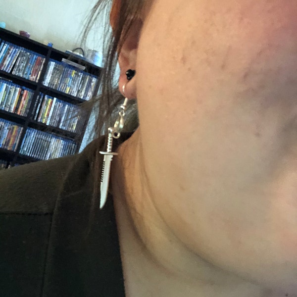Dagger Silver Earrings | Emo Goth Cool Fashion Rock Tattoo - Etsy