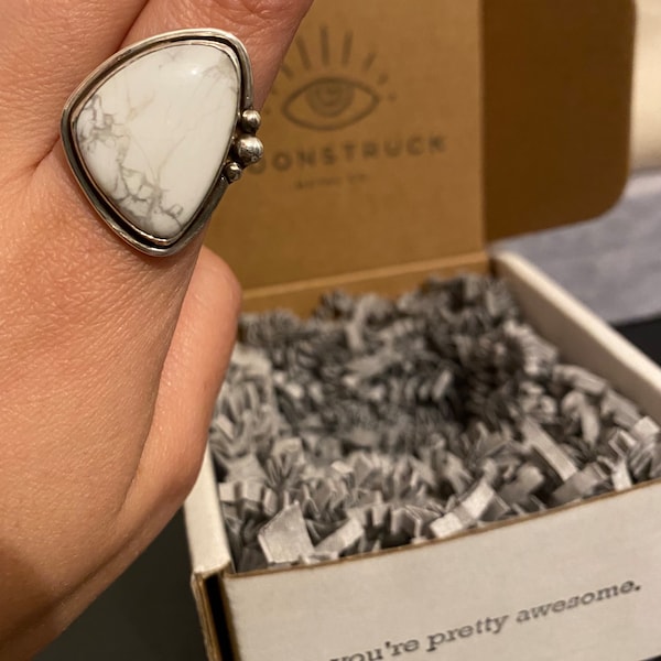 White Buffalo Statement Ring - Etsy