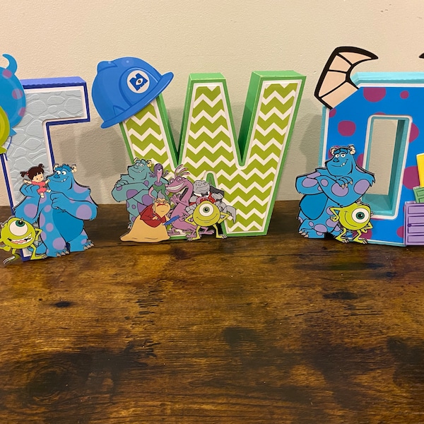 Monsters Inc Theme 3D Letters | Monsters Inc Theme | Monsters Inc Sully ...