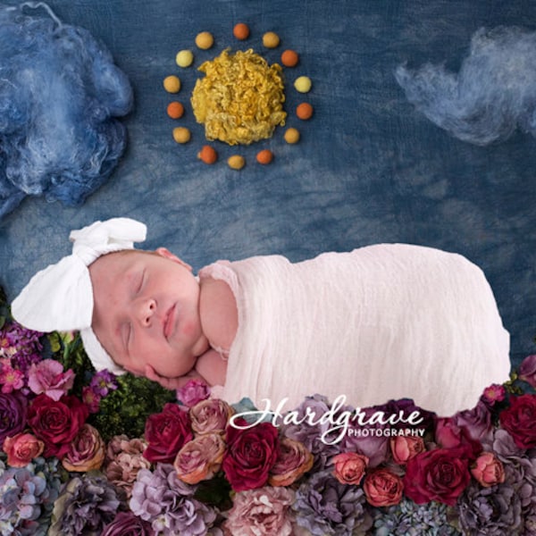 Digital Backdrop Newborn Clouds and Stars, Newborn Digital Photo Prop ...