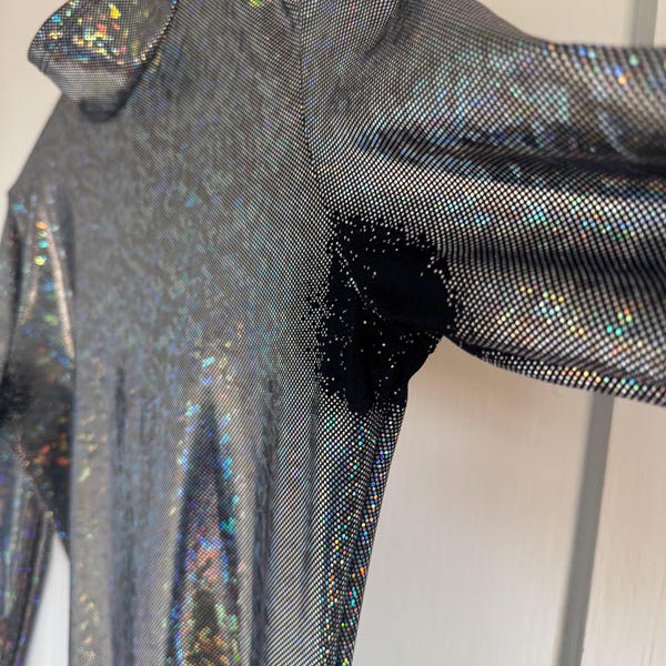 Glitter See-thru Mesh Catsuit Sparkly Black/navy Geometric Gems Spandex ...