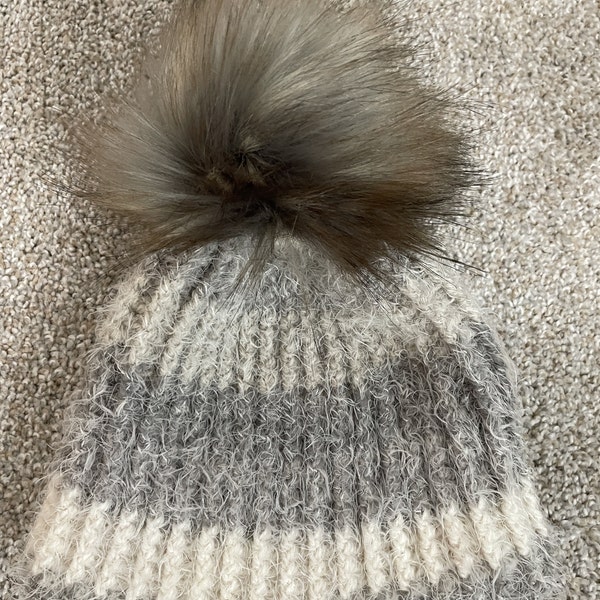 3 Sizes Blossom Faux Fur Pom Pom Pink Pompom Hat Topper Crochet Knit ...