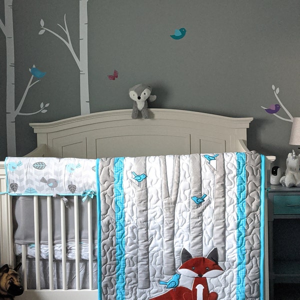 Bunny Baby Crib Quilt, Rabbit Blanket, Neutral Bunnies Bedding for Baby ...