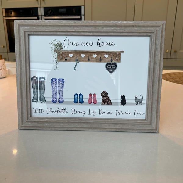 Our Family Print, Personalised Welly Boot Print, Custom Family ...