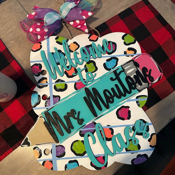 Personalized Leopard Teacher Door Hanger: School Classroom Decor - Etsy