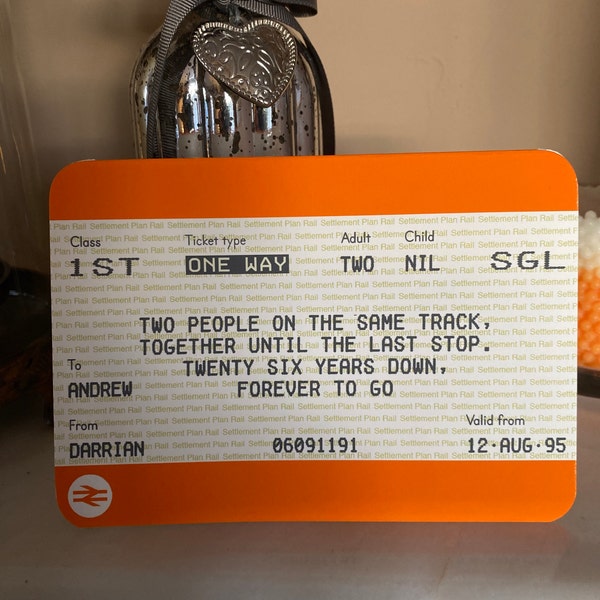 Personalised Train Ticket Anniversary Card, Custom Anniversary Card ...