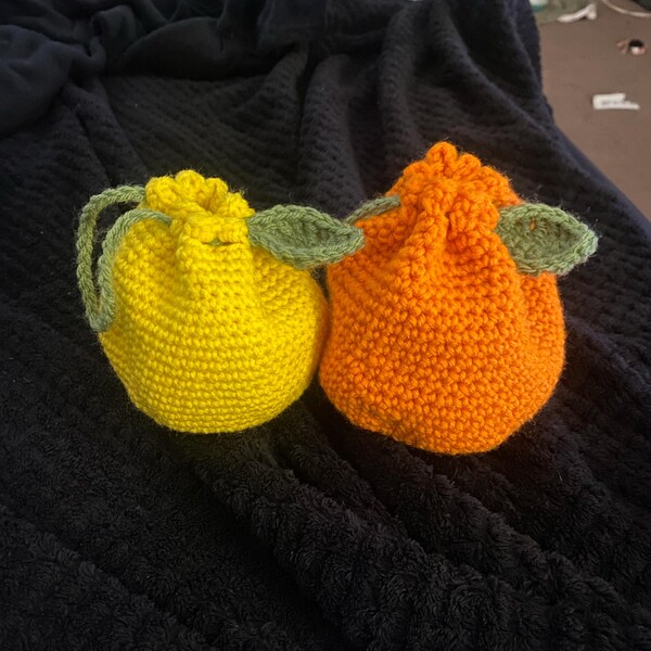 Orange Pouch Crochet Pattern Bag Mini Drawstring Fruit Bag Crochet ...