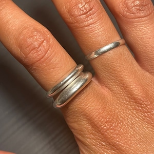 Antique Silver Soft Dome Ring, Sade Bold & Narrow Ring, Organic Shape ...