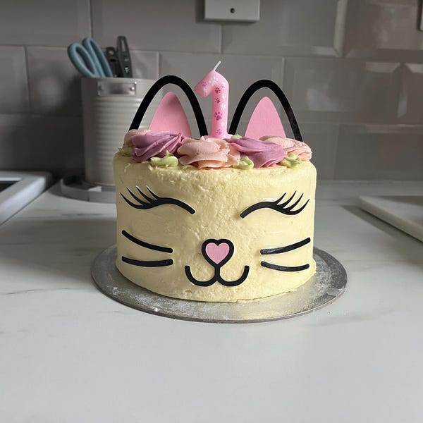 Cat Face Cake Topper, Cat Face Set, Cat Face Cake Decoration, Cake ...