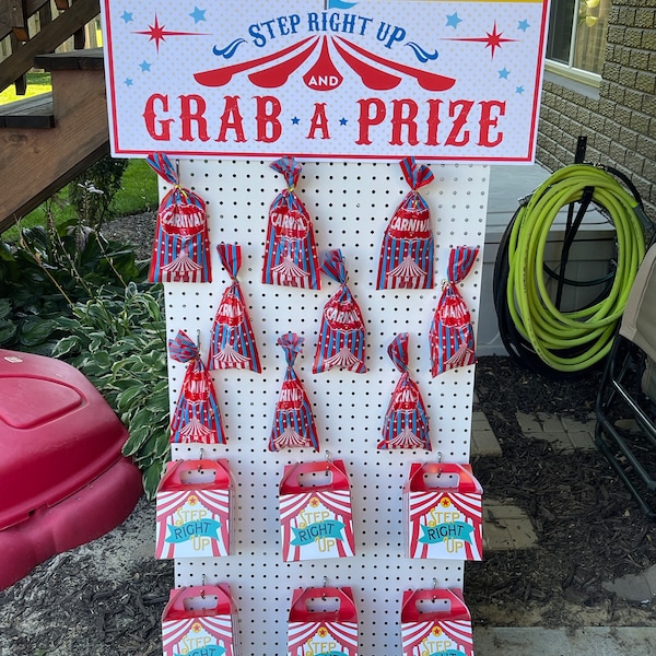 Carnival Birthday Party Printables, Thank You Tags, Grab A Prize Sign ...
