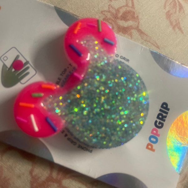 Donut Mickey Mouse Popsocket-disney Glitter Phone Grip- Glitter Mickey ...
