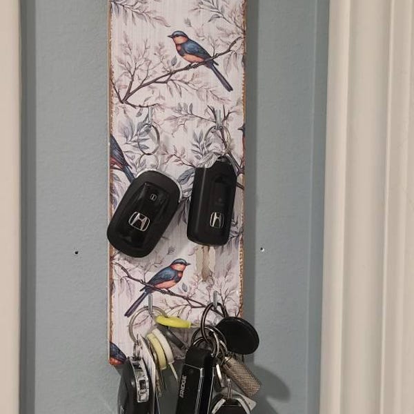 Small Key Holder, Blue Key Holder for Wall, Small Patchwork Key Rack - Etsy