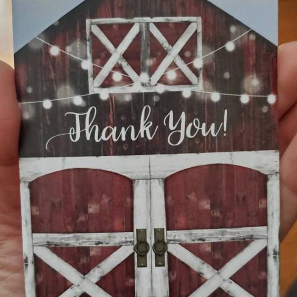 Rustic Barn Thank You Card • Bridal Shower Thank You • Wedding Thank ...