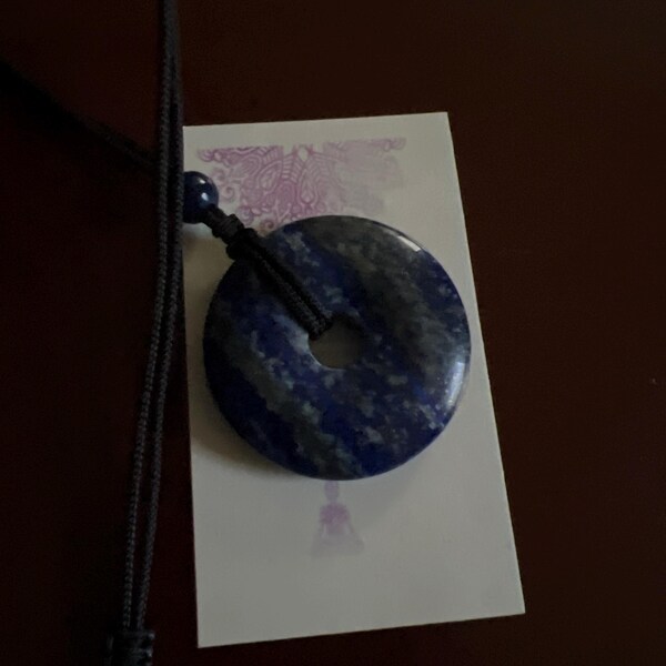 Large Lapis Lazuli 40mm Donut Pi Stone Pendant, Adjustable Rope ...