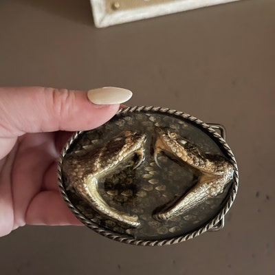 Western Belt Buckle With Two Western Diamondback Half Heads - Etsy