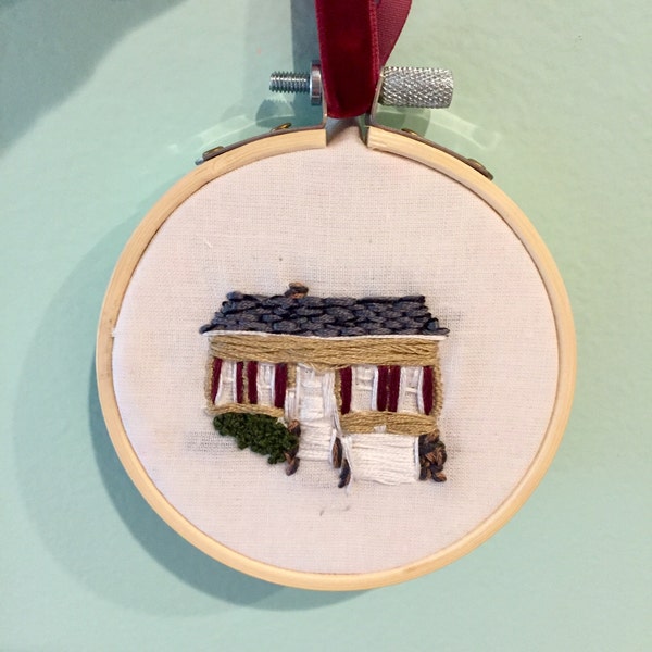 Custom Hand Embroidered House Ornament - Etsy