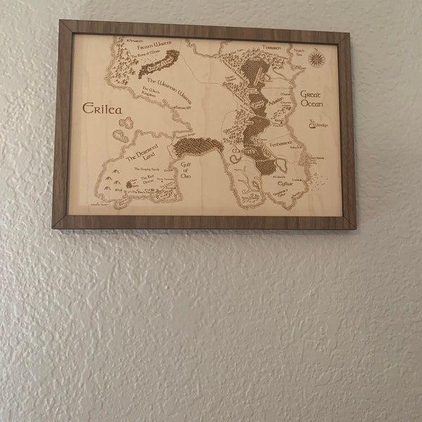 Throne of Glass Map, Wood Engraved Map of Erilea - Etsy