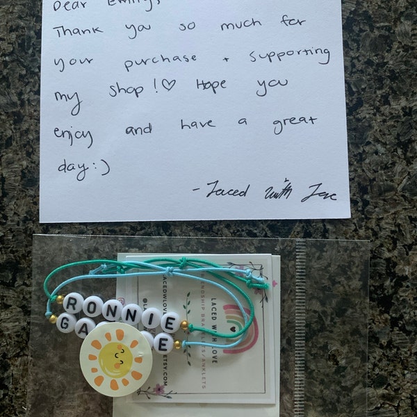 Custom Beaded Letter Name Friendship Bracelet ~ Minimalistic Elastic ...