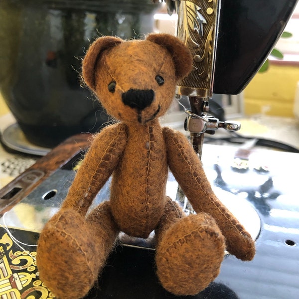 PDF Pattern - 4" Mini Jointed Felt Teddy Bear Download Sewing Pattern ...